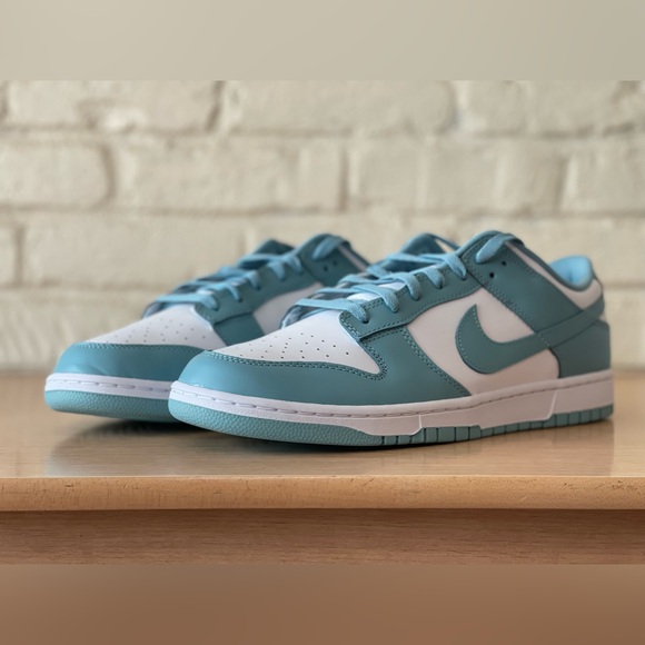 Nike | Shoes | Nike Shoes Dunk Low Retro Sneakers White Denim Turquoise ...